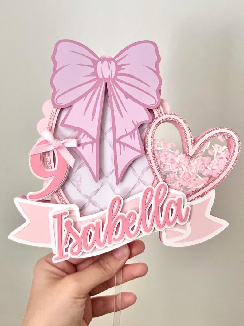Custom Pink Coquette Bow Vintage Cake Topper - Etsy