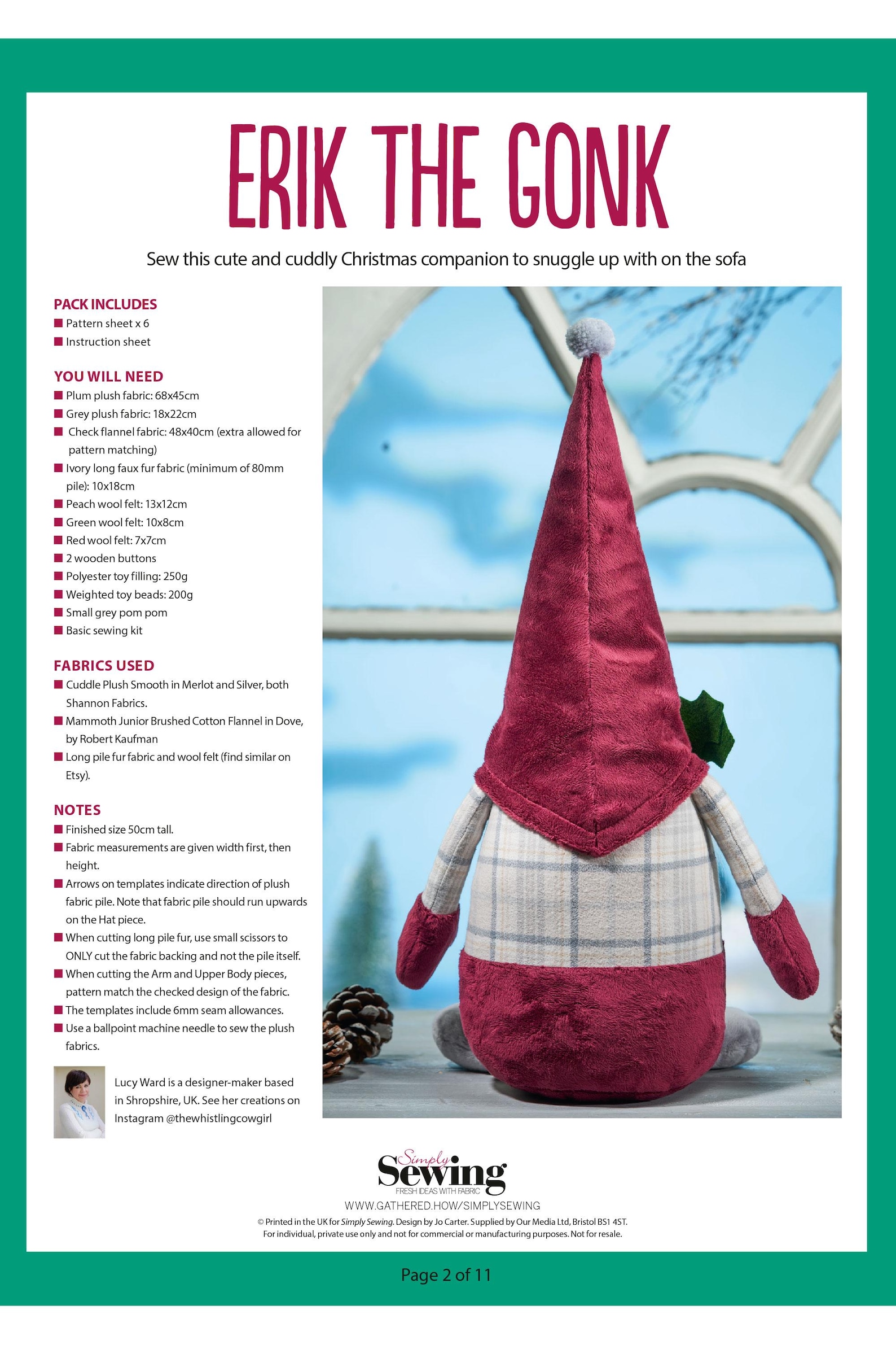 Christmas Gonk Pattern, Print PDF Pattern, Gonk Toy, Toy Sewing Pattern ...