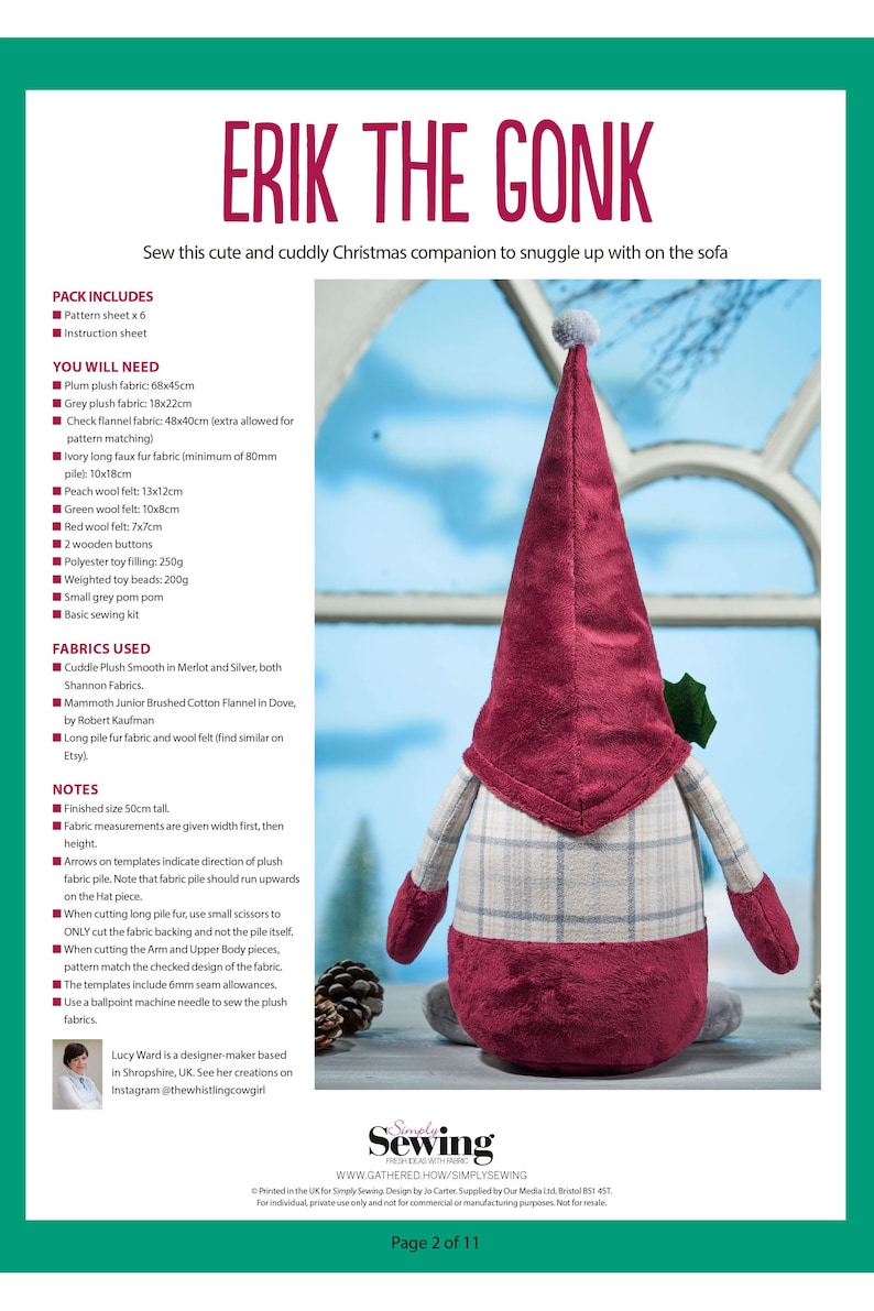 Christmas Gonk Pattern, Print PDF Pattern, Gonk Toy, Toy Sewing Pattern ...