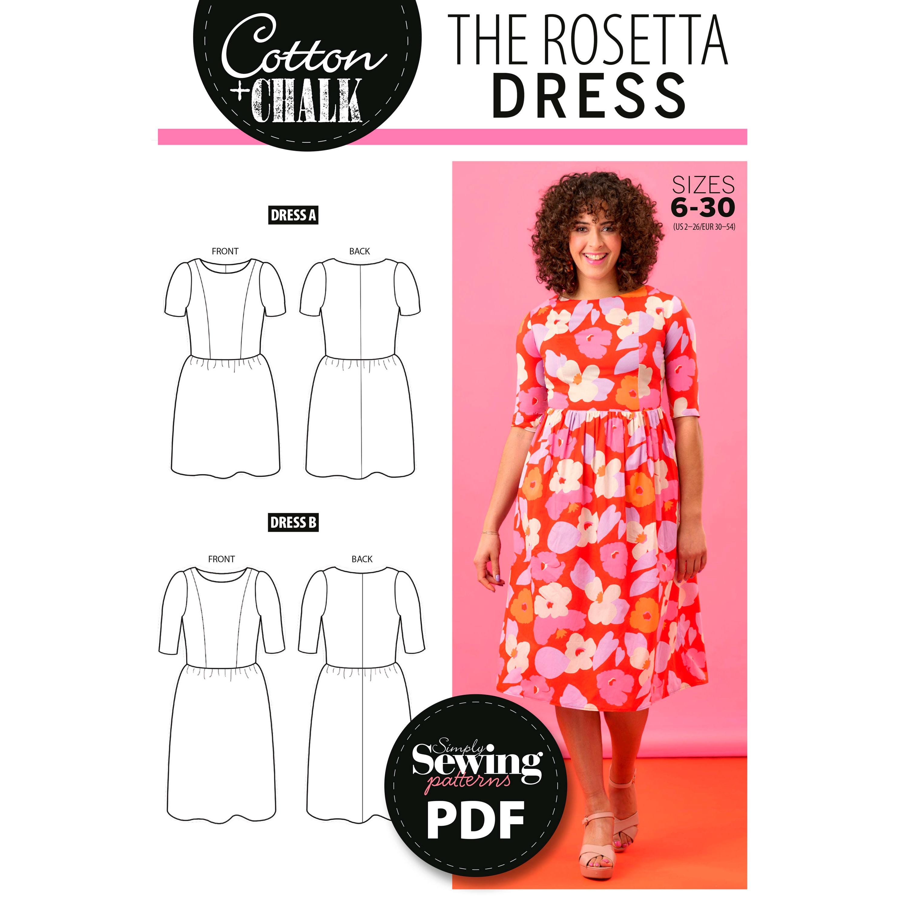 Rosetta Dress PDF Sewing Pattern: Easy-fit Princess Bodice (A4/A1 ...