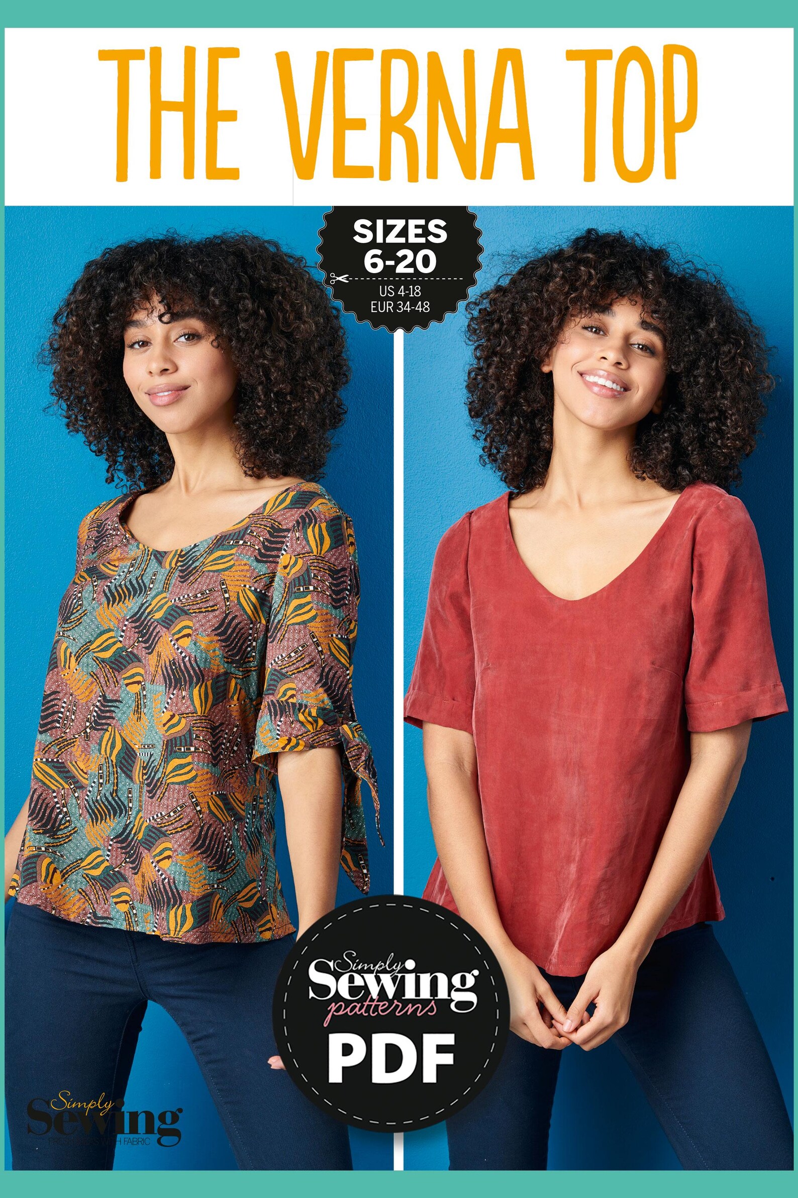 Verna Tie Sleeve Shift Top Sewing Pattern (PDF) - Etsy