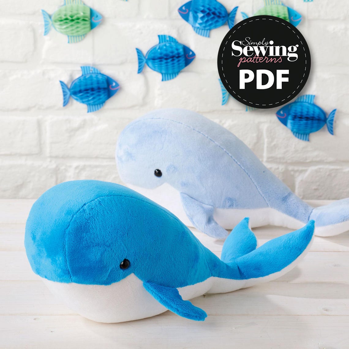 Whale Toy Pattern, Blue Whale Toy, Print PDF Pattern, Toy Sewing ...