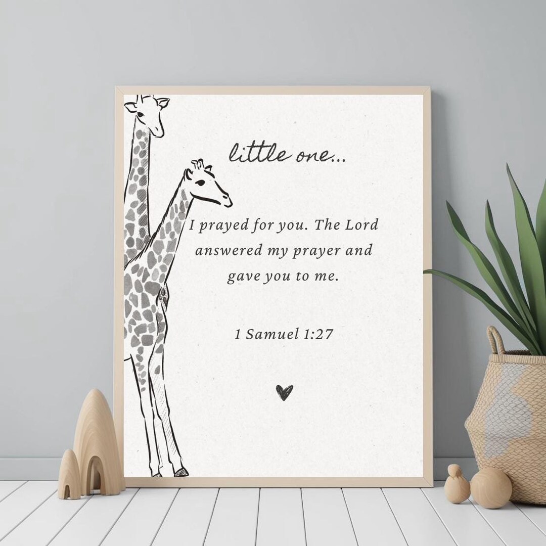 Bible Verse Nursery Wall Art | INSTANT DOWNLOAD, Giraffe Mum and Baby ...