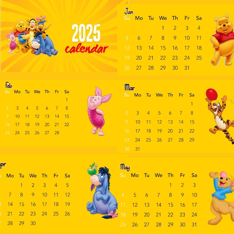 2025 Winnie the Pooh Calendar - Etsy