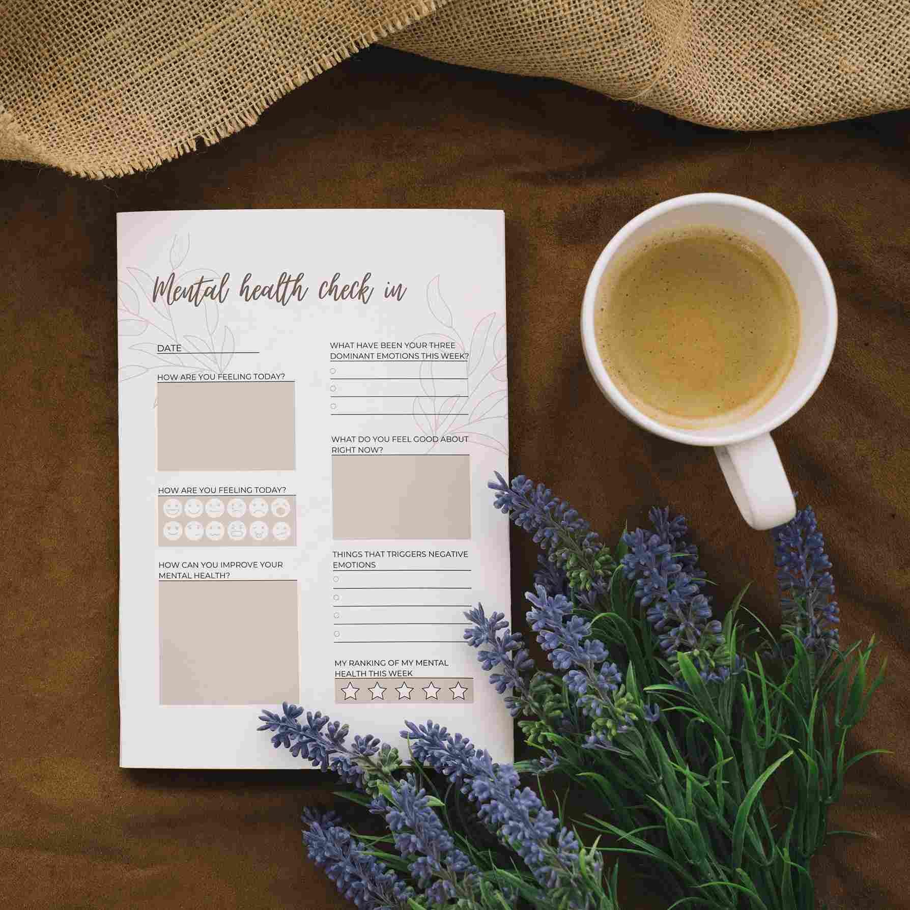 Daily Check in Printable Mental Health Check-in Planner Daily Journal ...