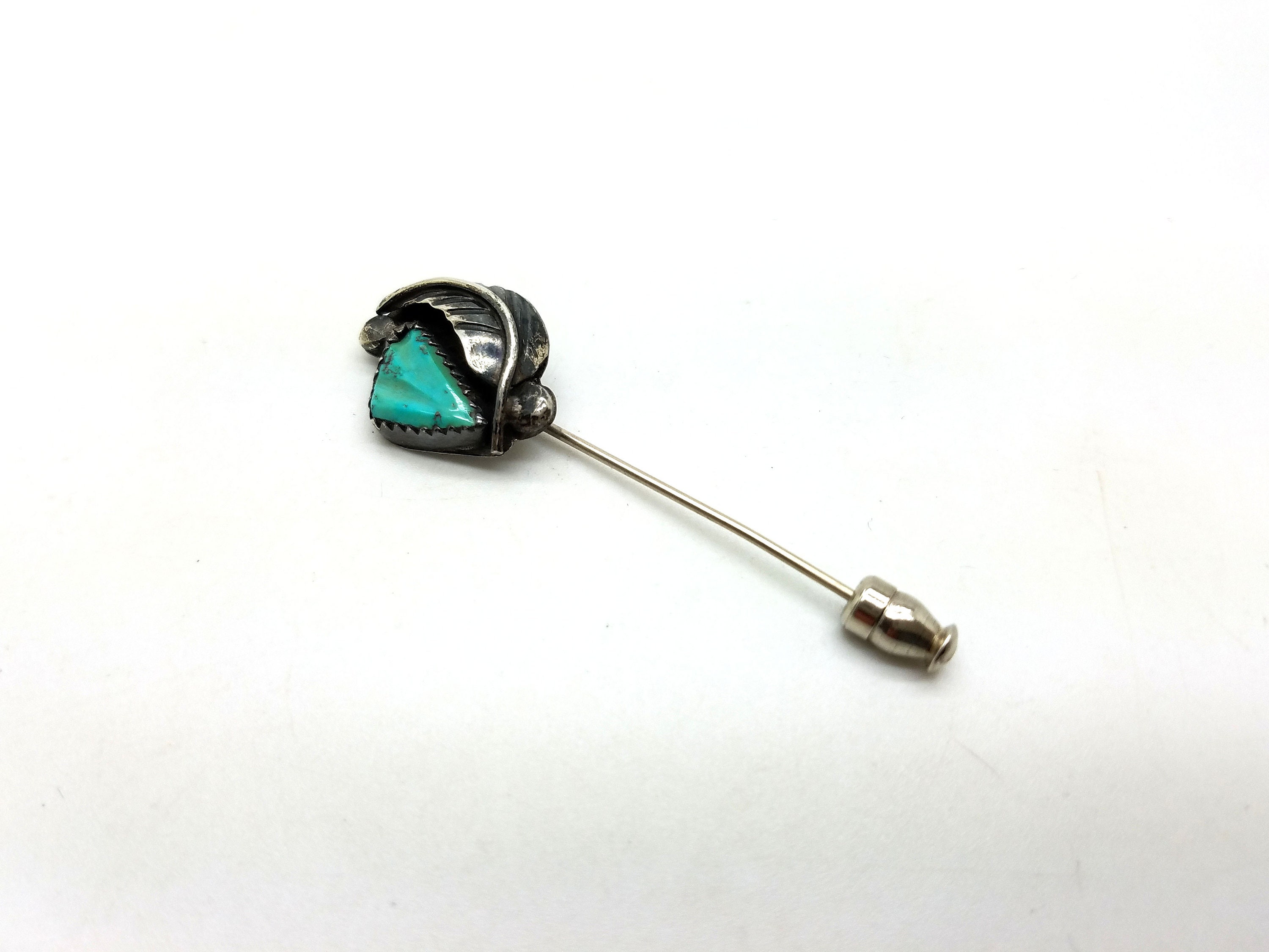 Southwest Style Turquoise Stone Silver Stick Pin