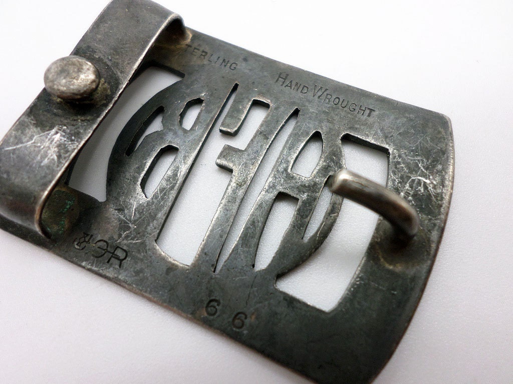 SALE Vintage Hand Wrought Sterling Silver Monogrammed Buckle Hammered ...
