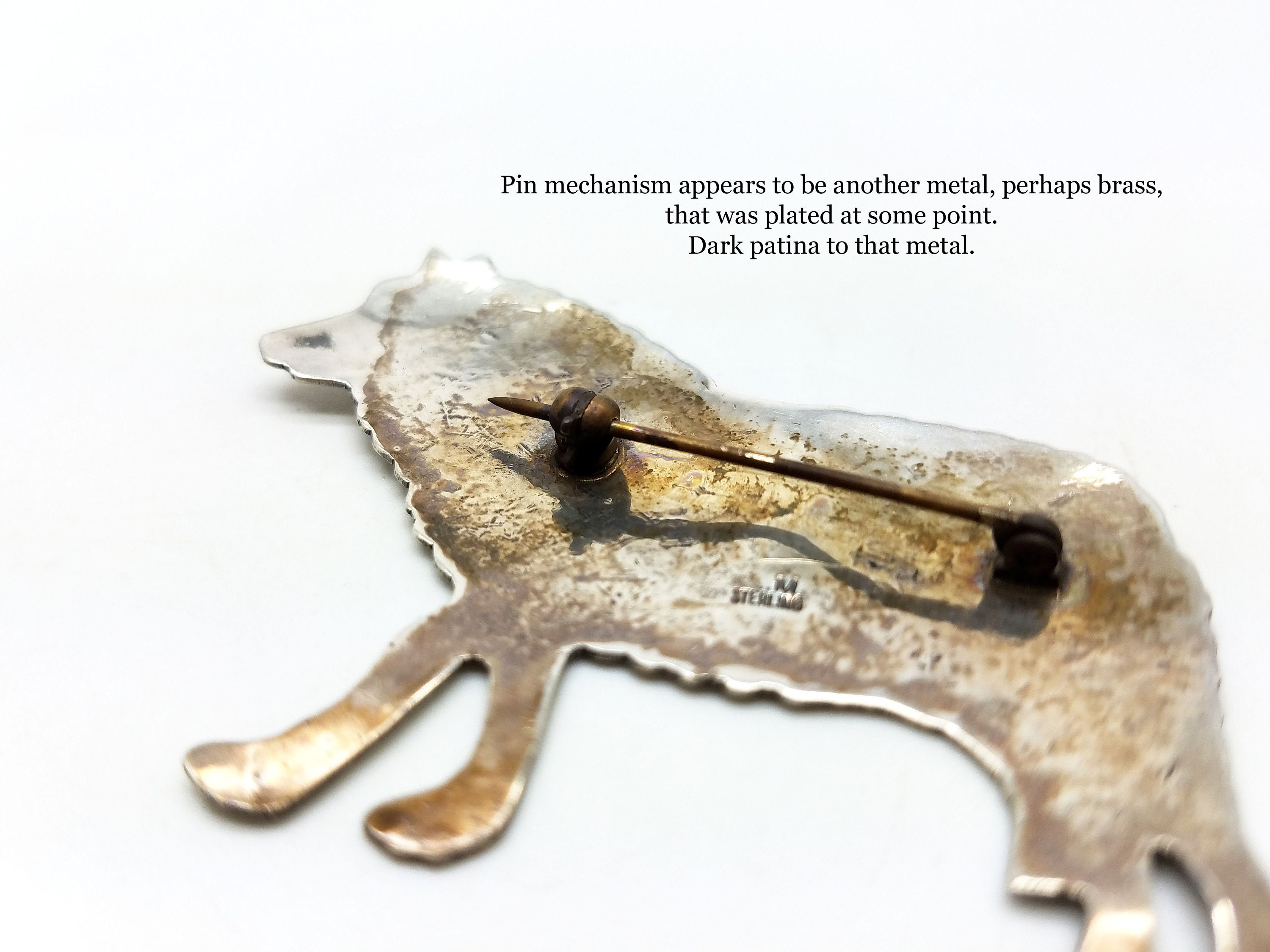 Vintage Sterling Silver Wolf Pin Brooch Southwest - Spirit Animal ...