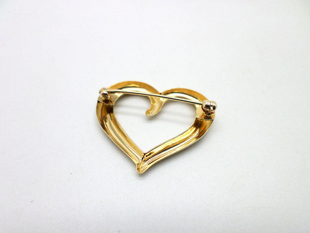 Reserved SALE 14K Yellow Gold Heart Pin Brooch Great Anniversary Gift ...