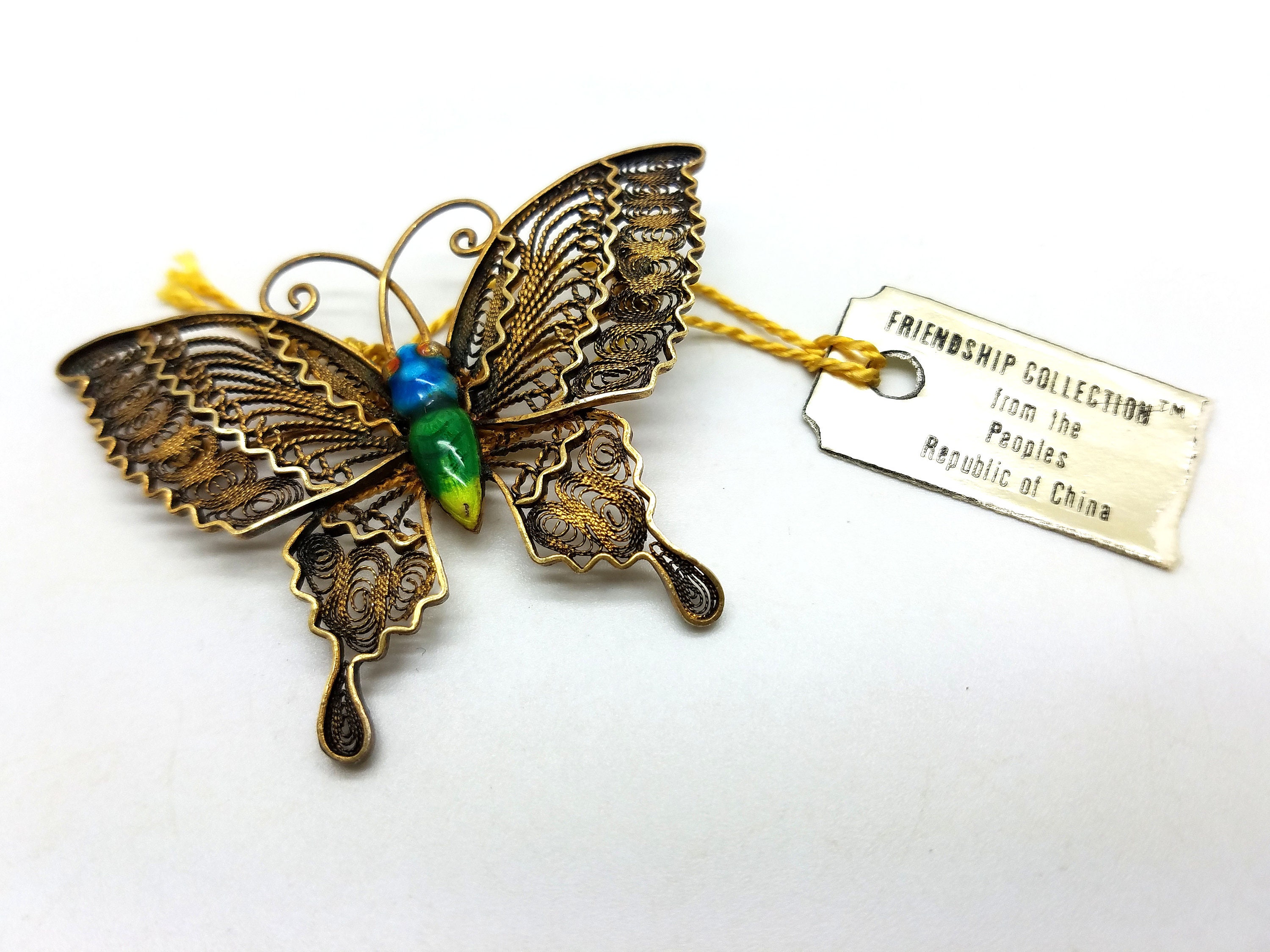 Gorgeous Vintage Butterfly Pin Brooch Silver Filigree Gold Vermeil ...