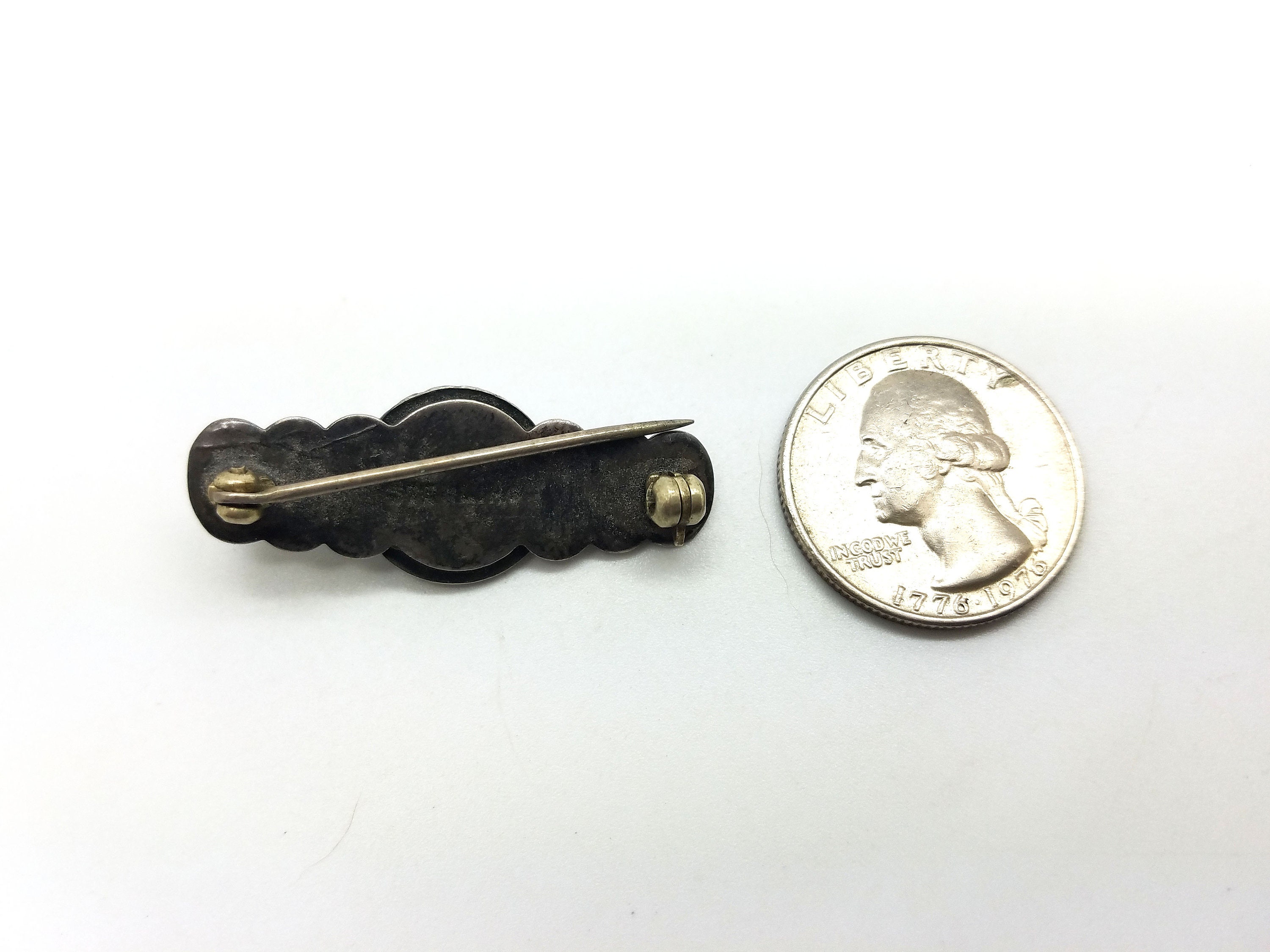 Sweet Small Southwestern Turquoise Pin - Stamped Sterling Silver ...