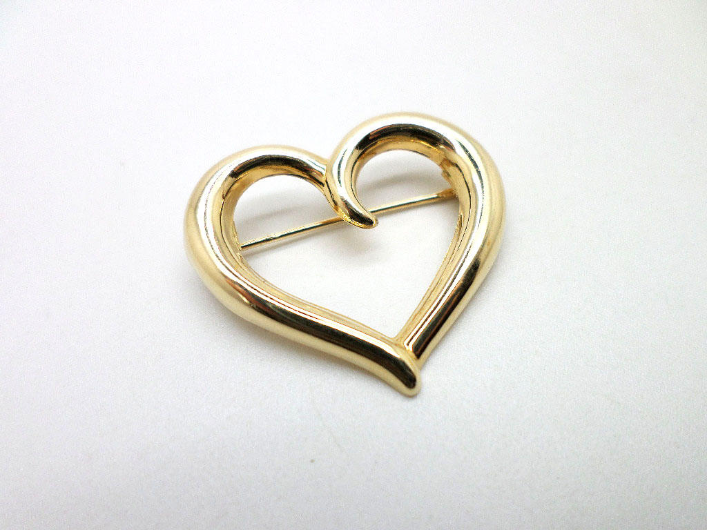Reserved SALE 14K Yellow Gold Heart Pin Brooch Great Anniversary Gift ...