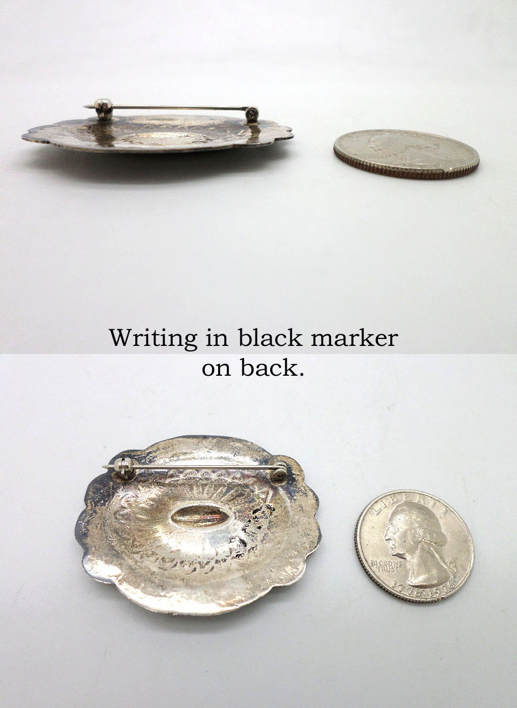 SALE Vintage Silver Native American Stamped Concho Style Pin Brooch ...