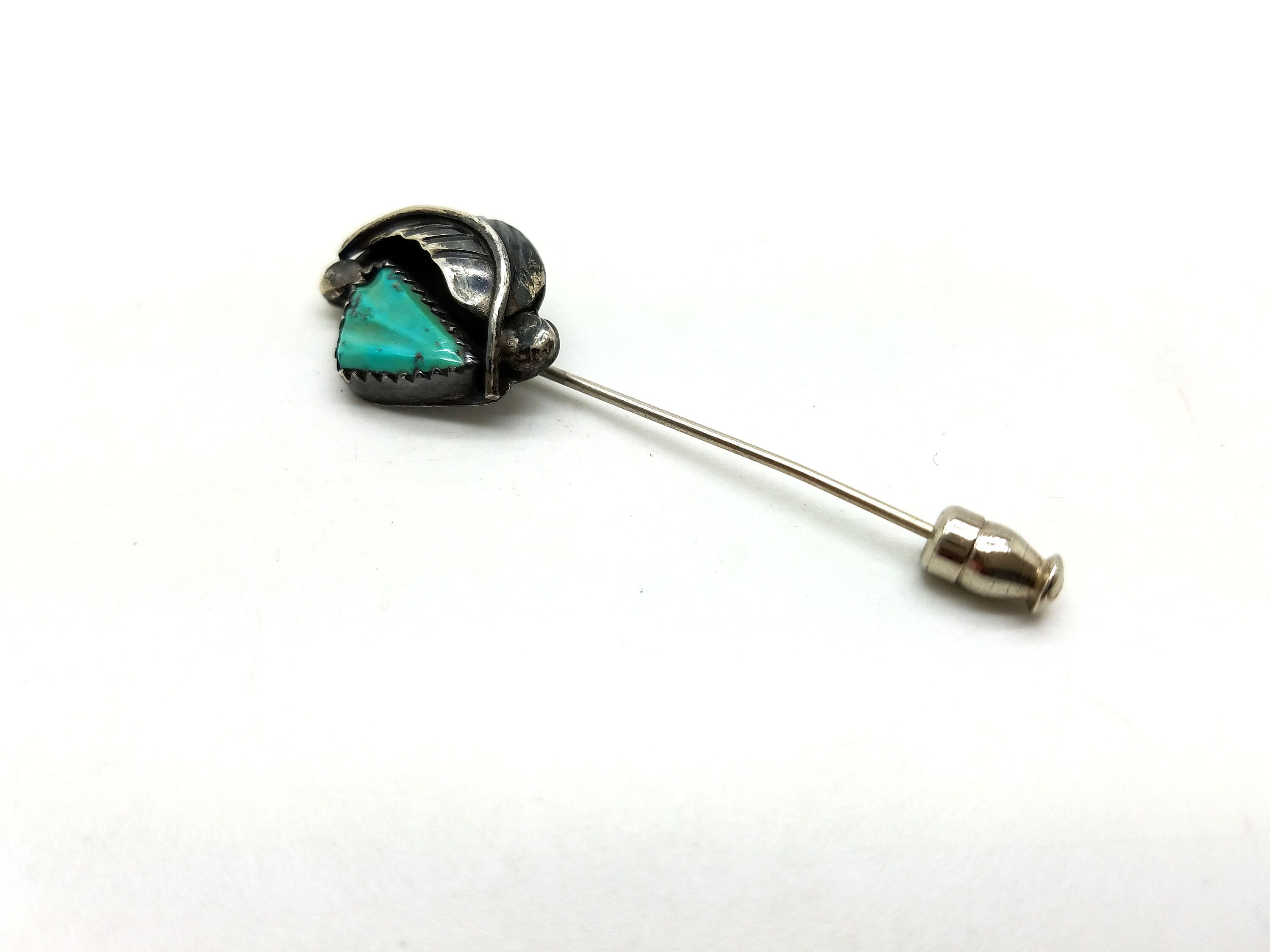 Southwest Style Turquoise Stone Silver Stick Pin