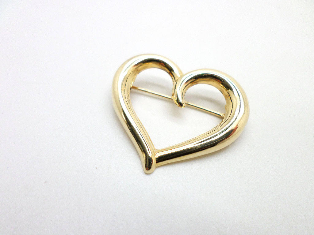 Reserved SALE 14K Yellow Gold Heart Pin Brooch Great Anniversary Gift ...