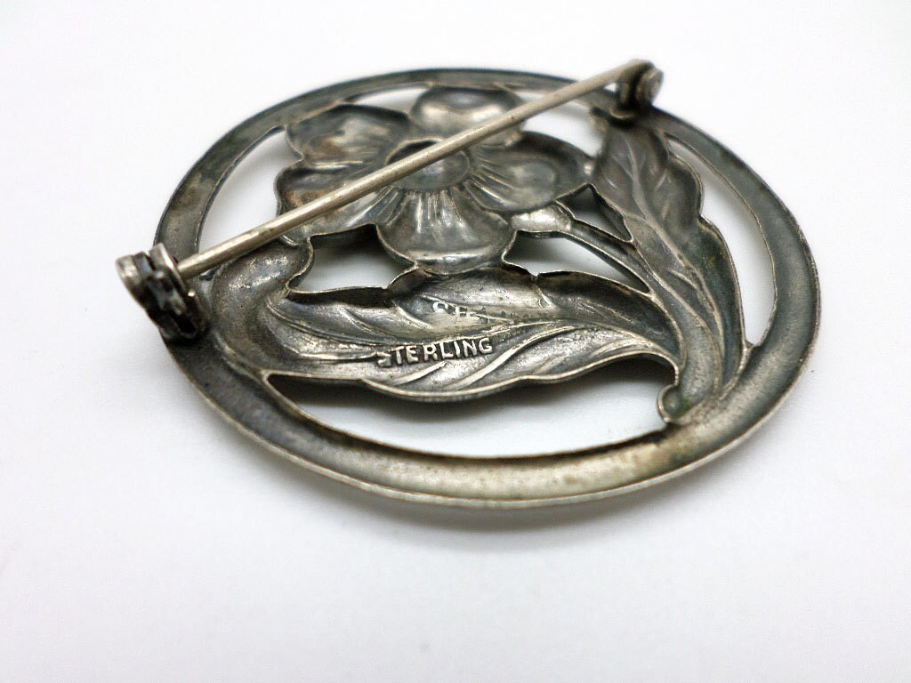 Vintage Sterling Silver Flower Pin Brooch