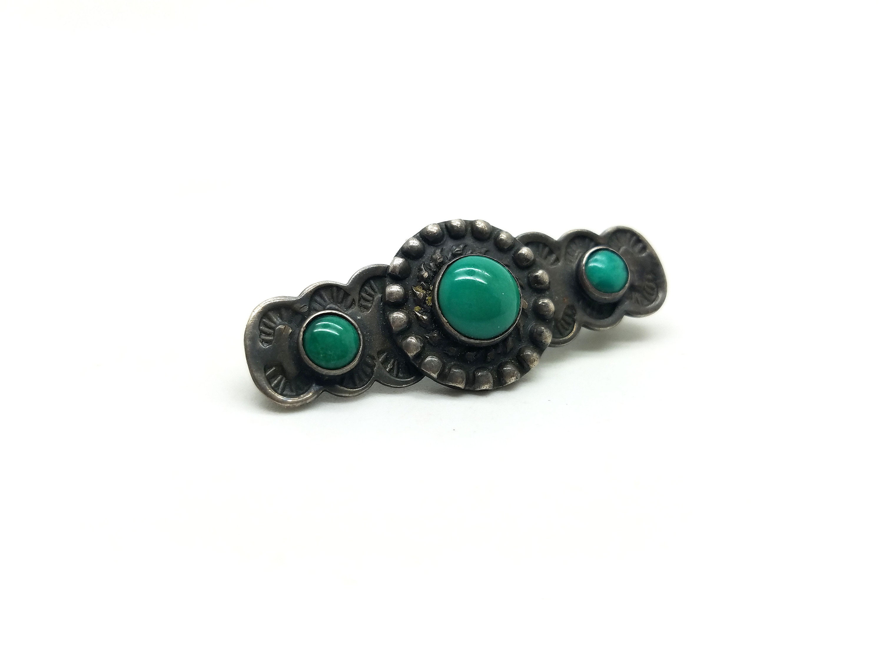 Sweet Small Southwestern Turquoise Pin - Stamped Sterling Silver ...
