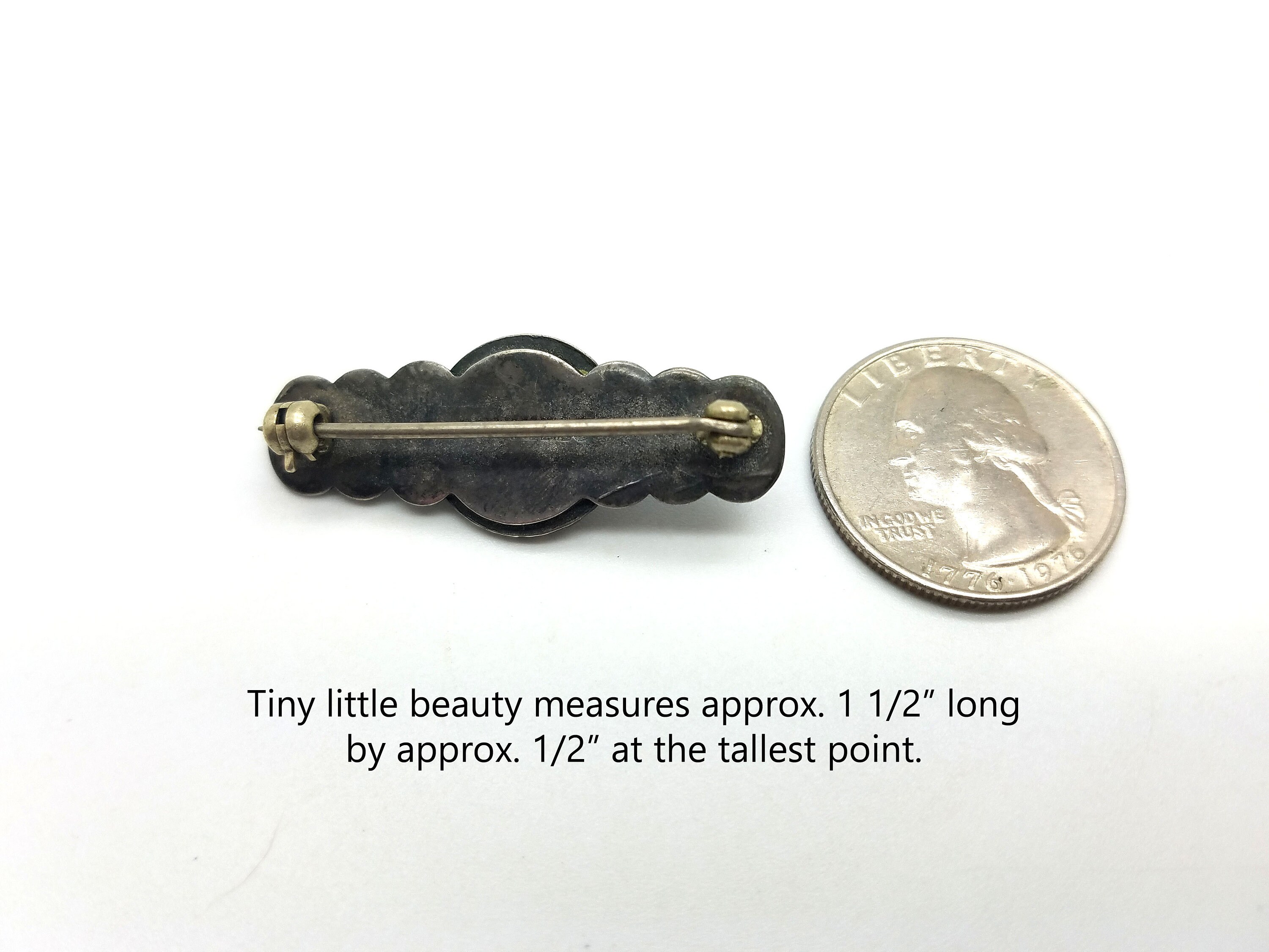 Sweet Small Southwestern Turquoise Pin - Stamped Sterling Silver ...