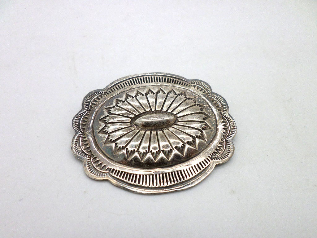SALE Vintage Silver Native American Stamped Concho Style Pin Brooch ...