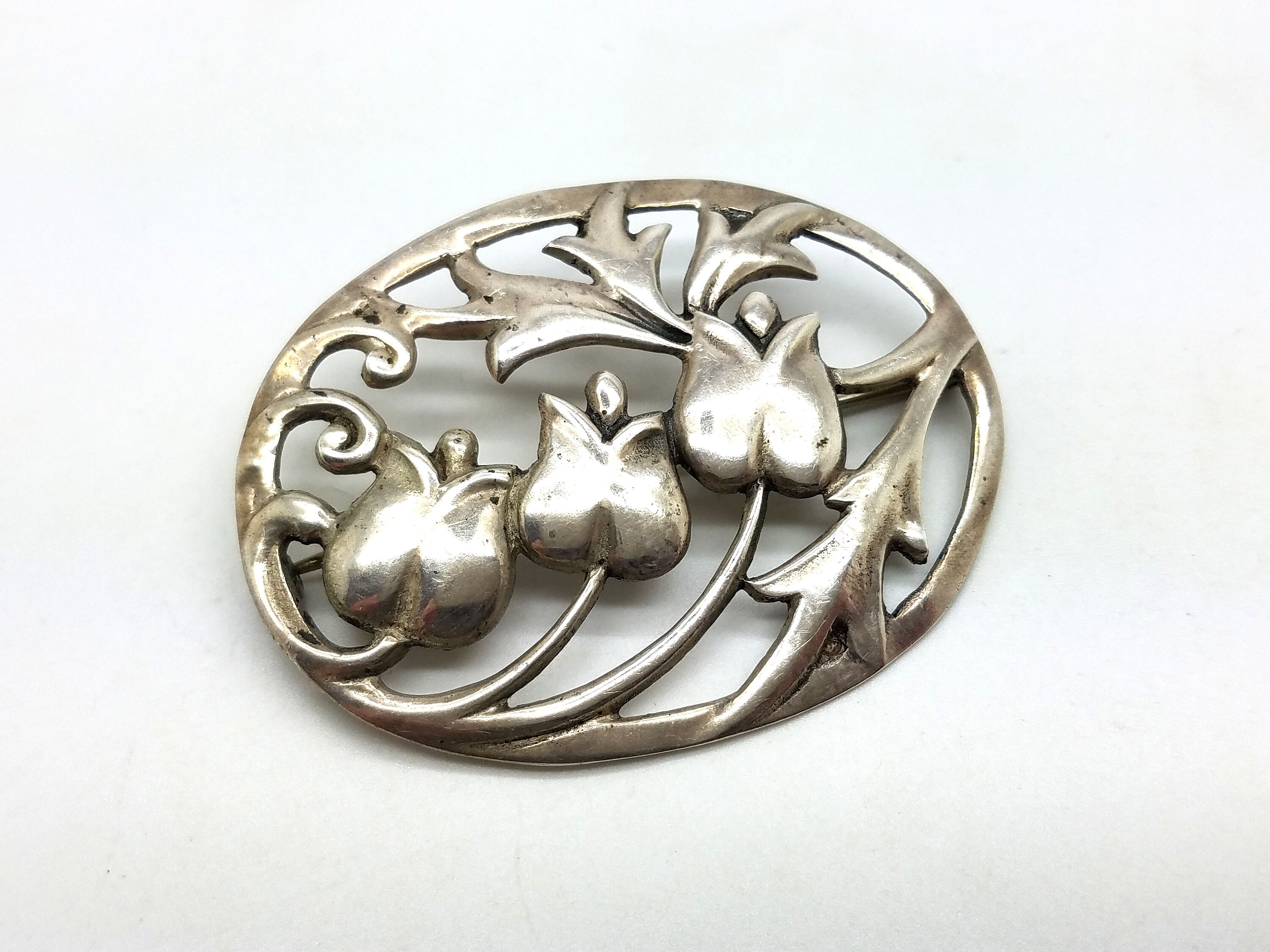 Gorgeous Vintage Sterling Silver 925 Flower Floral Brooch Pin Statement ...