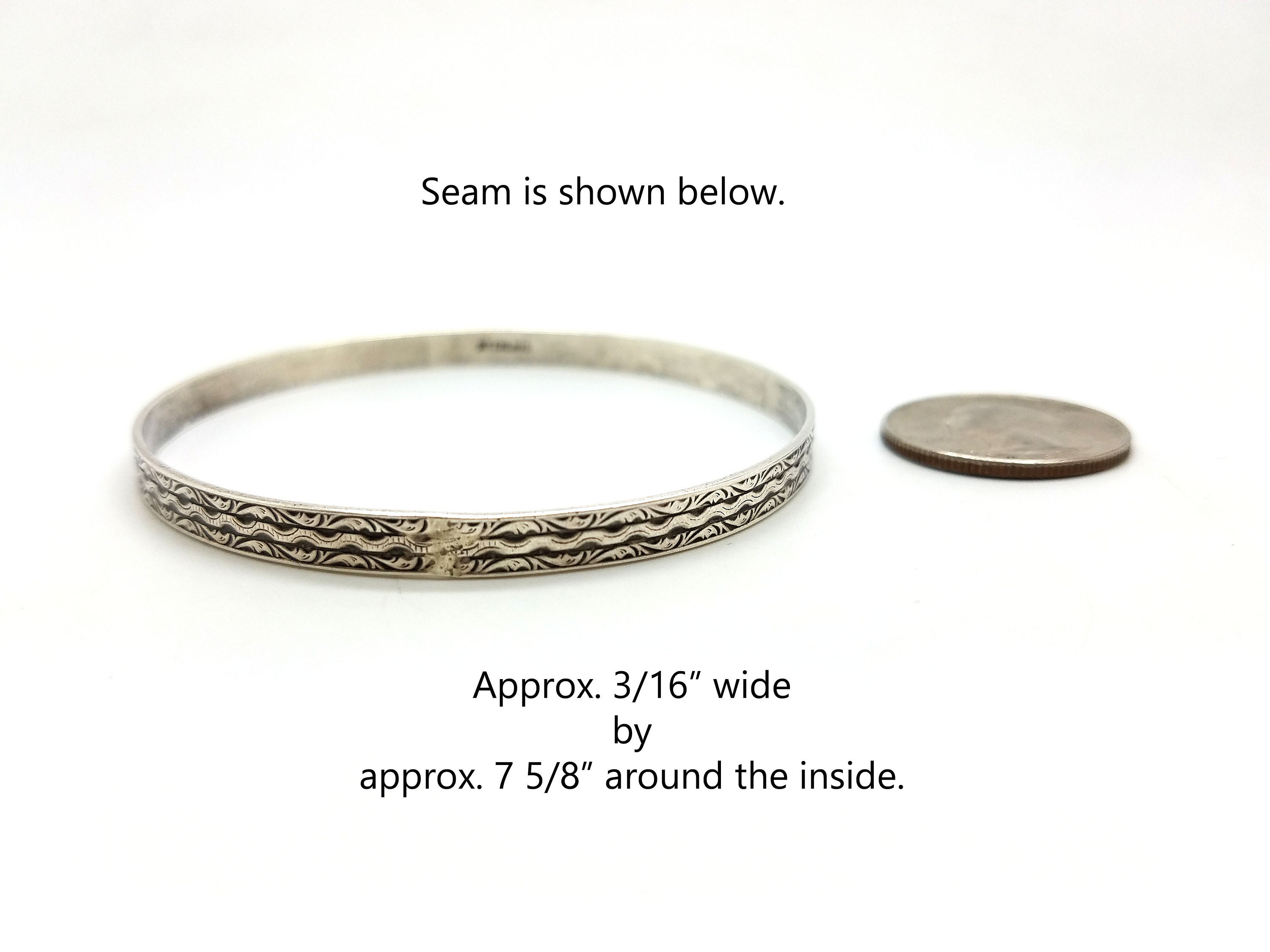Vintage Retro Old Sterling Silver Bangle Bracelet - Delicate Scroll ...