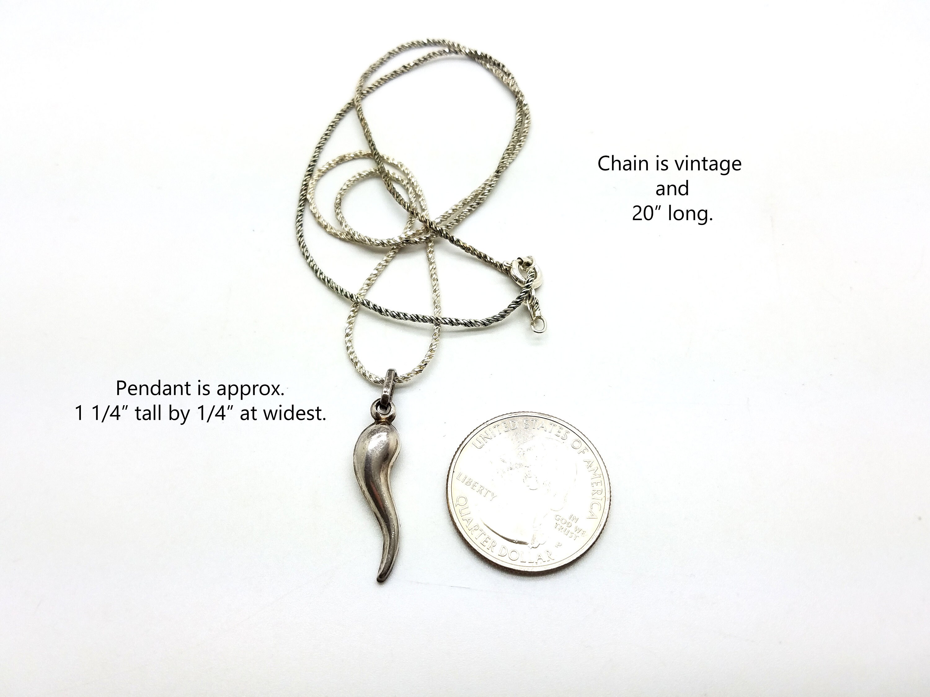 Layering Necklace Vintage Italian Horn, Cornicello, Good Luck, Sterling ...