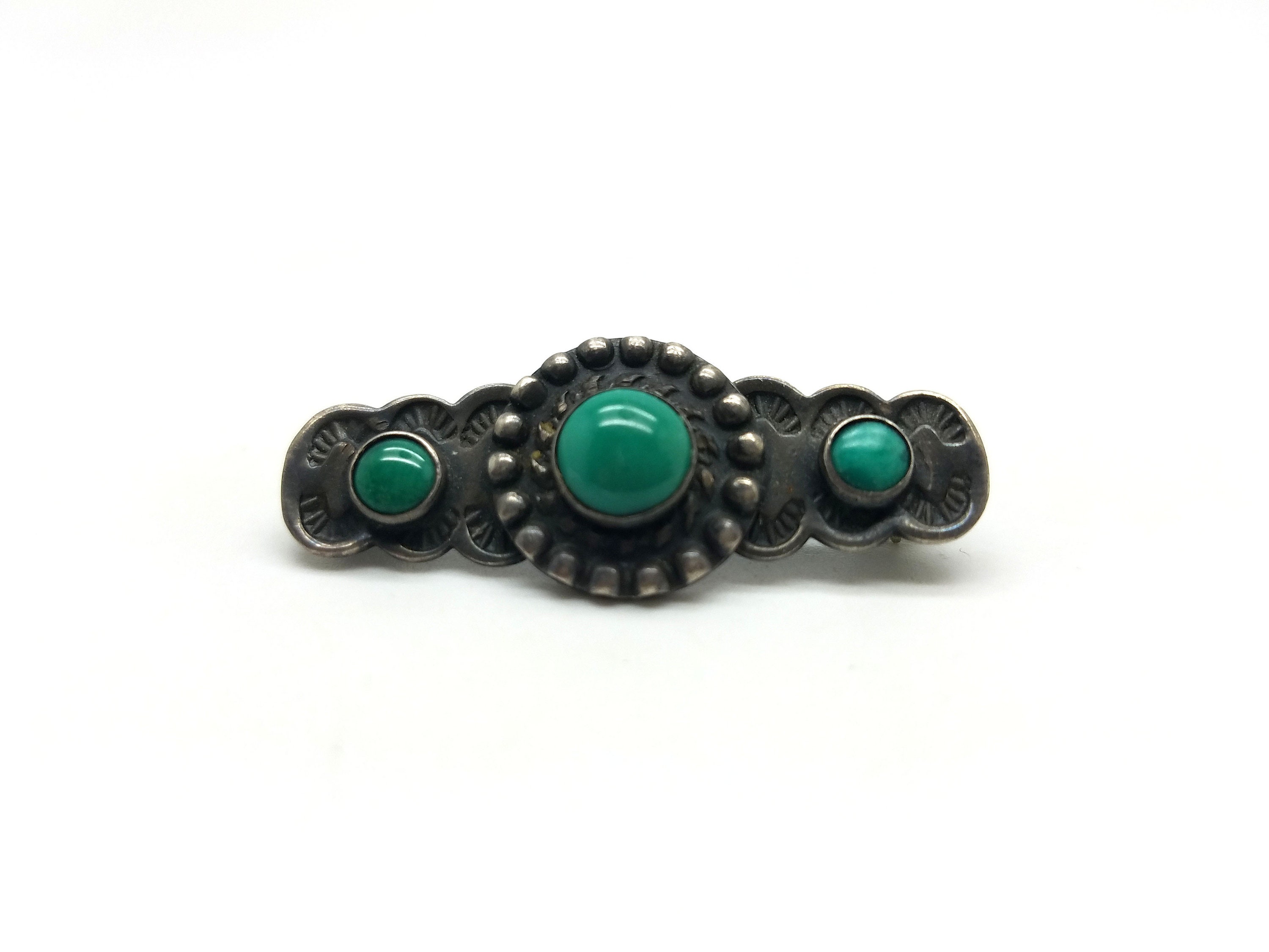 Sweet Small Southwestern Turquoise Pin - Stamped Sterling Silver ...