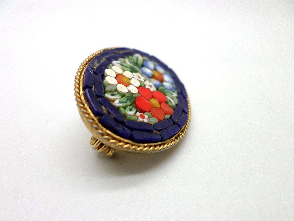 Vintage Micro Mosaic Pin Blues Reds Greens Gift Wrapped - Etsy Denmark