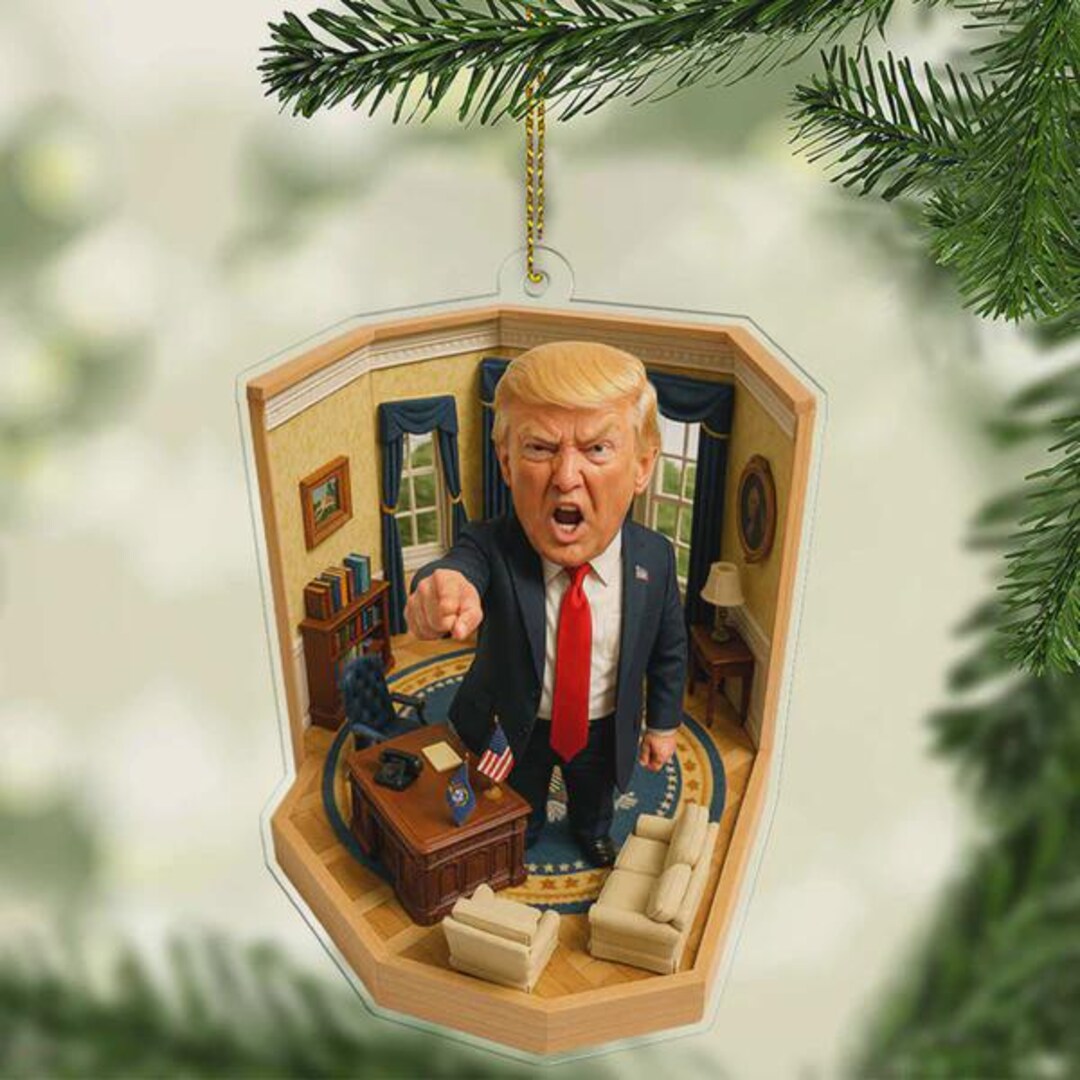 President Trump Command Pose in Oval Office 2D Acrylic Ornament, MAGA ...