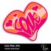 Print and Cut, Cut File, Sticker. Retro Groovy Love Heart 60s ...