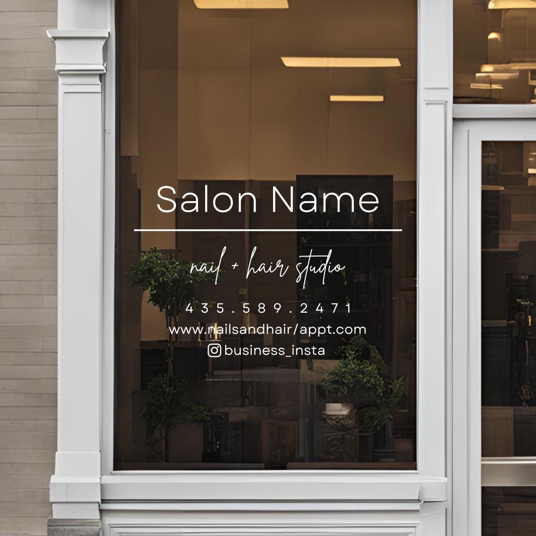 Customizable Salon Decal | Your Name or Logo - Storefront Sticker ...