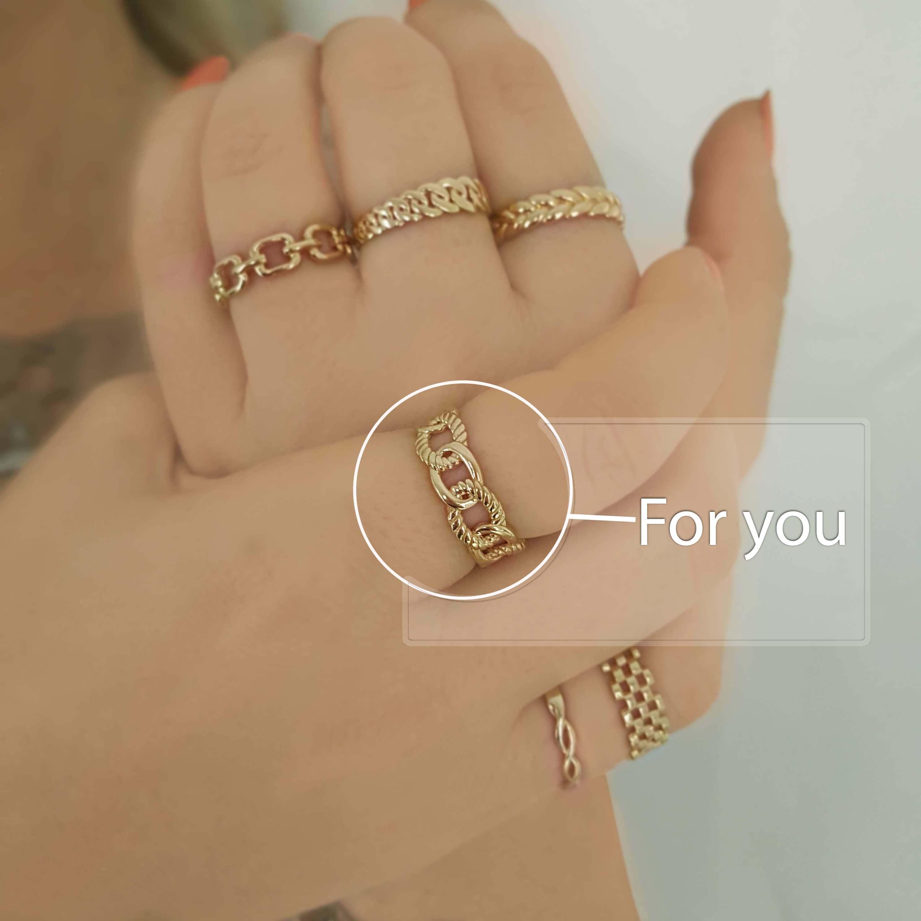 Textured Cable Link Ring 10k, 14k, 18k Gold , Silver - Etsy