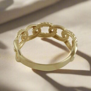 Textured Cable Link Ring 10k, 14k, 18k Gold , Silver - Etsy