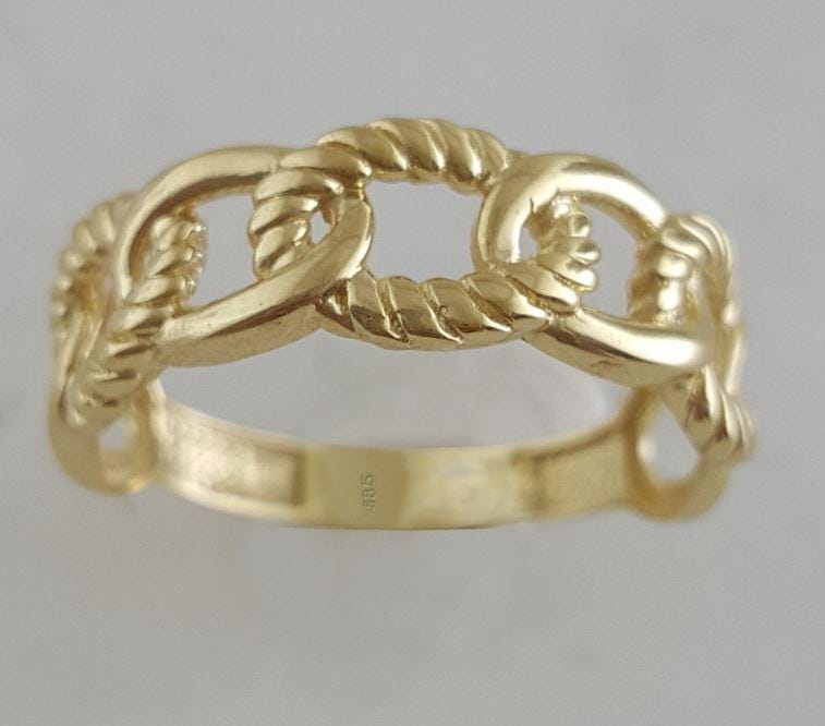 Textured Cable Link Ring 10k, 14k, 18k Gold , Silver - Etsy