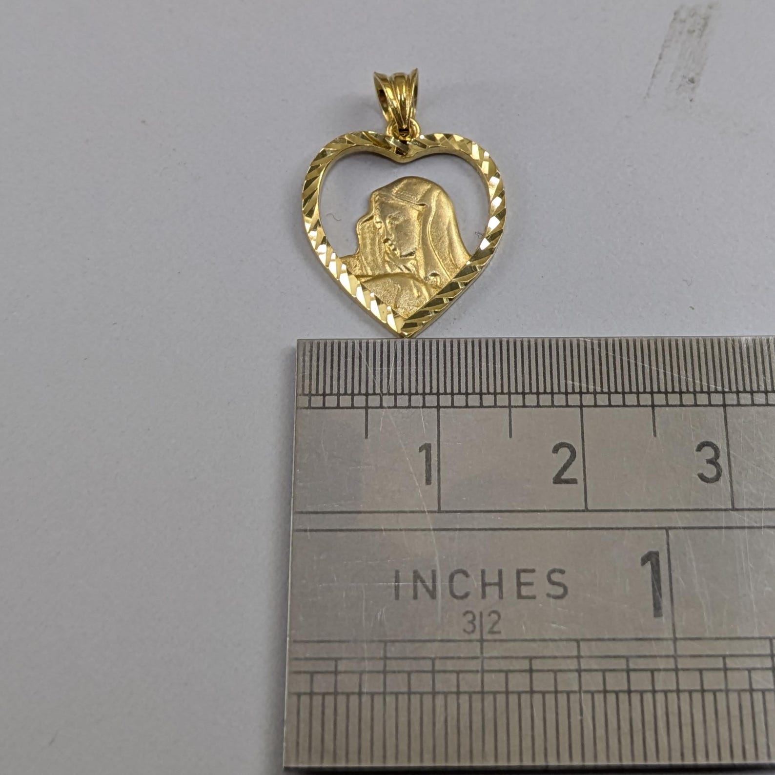 Virgin Mary Heart Pendant - Made to Order Gold Over Sterling Silver ...