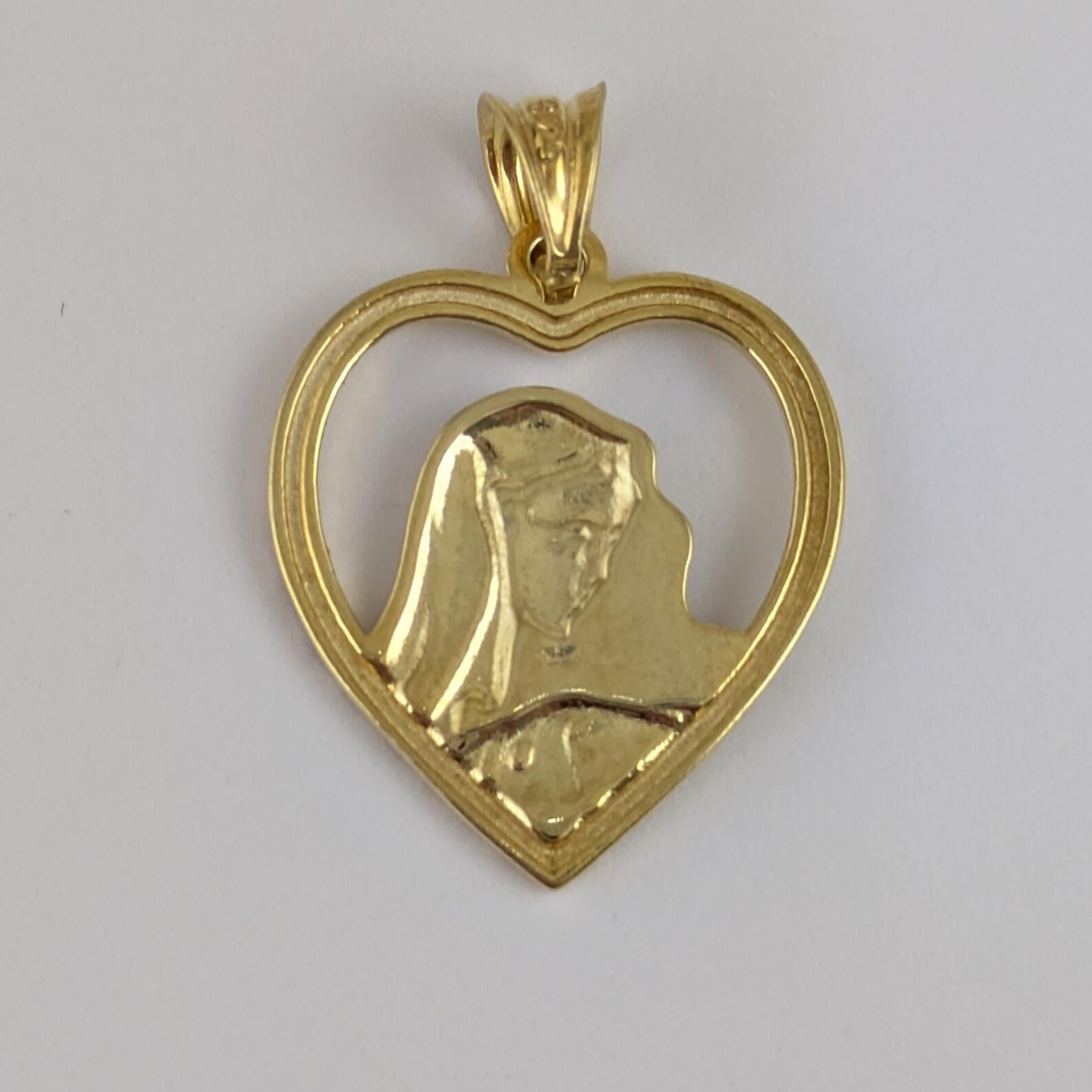 Virgin Mary Heart Pendant - Made to Order Gold Over Sterling Silver ...