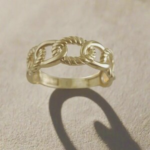 Textured Cable Link Ring 10k, 14k, 18k Gold , Silver - Etsy