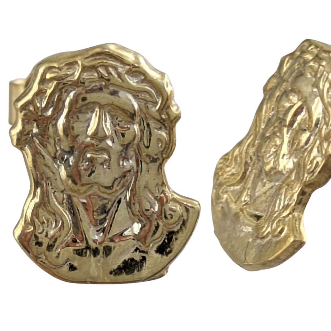 Jesus Face Stud Earrings 10k, 14k, 18k Gold, Silver - Etsy