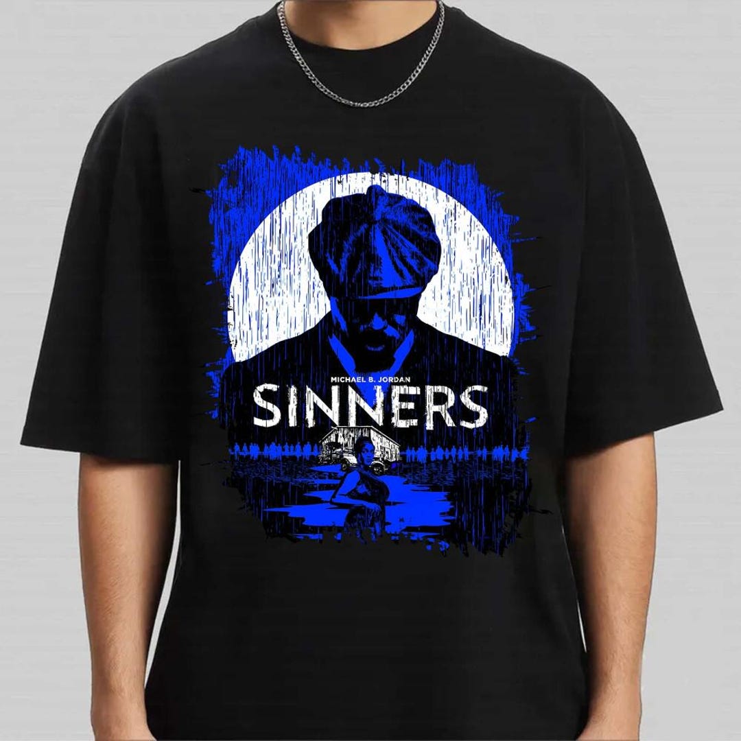 Michael B. Jordan Sinners Blue Poster Crewneck Shirt, Retro Sinners the ...