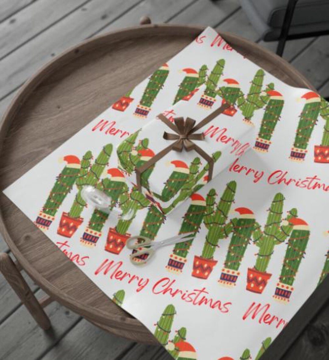Christmas Cactus Gift Wrapping Paper - Etsy