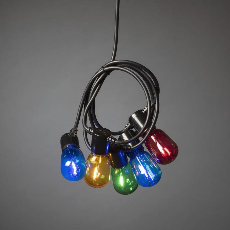 5 & 10m Multi Coloured Festoon Lights | Garden Lights - Etsy