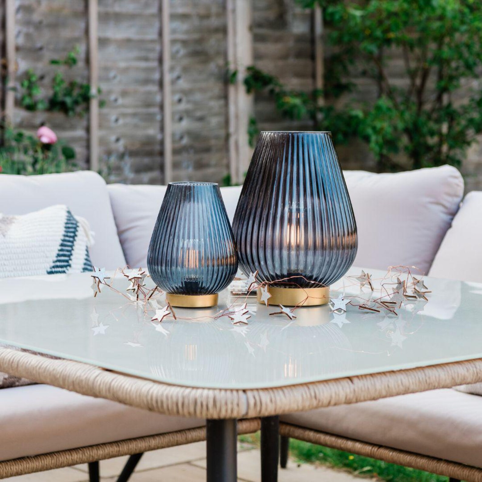 Cordless Petrol Blue Glass Fluted Ribbed Battery Operated Lamps - Etsy