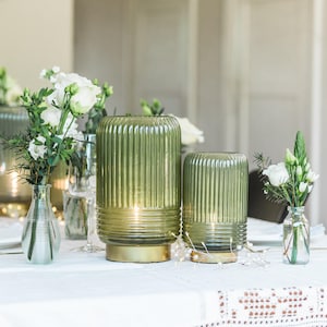 Cordless Green Ribbed Glass Battery Operated Lamps - Etsy