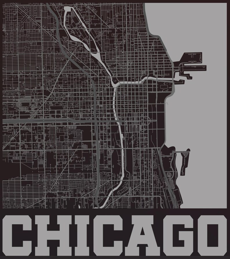 Chicago City Map SVG Cricut Cut File. Street DXF Laser Cut CNC. Usa ...