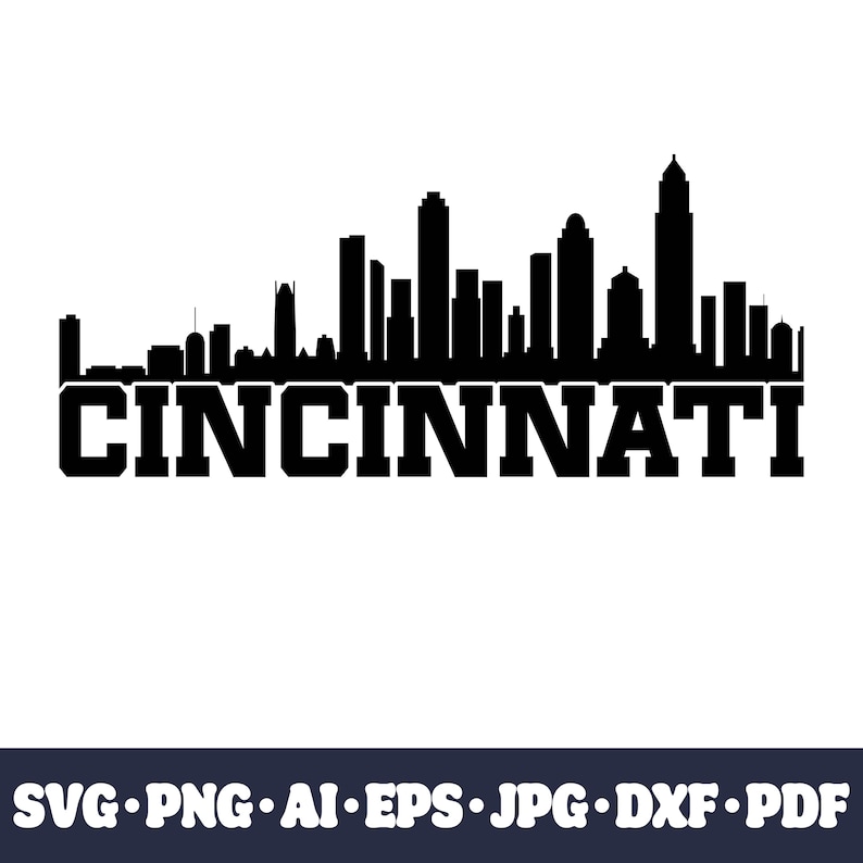 Cincinnati City Skyline SVG – Cricut Cut File, Cityscape Silhouette PNG ...