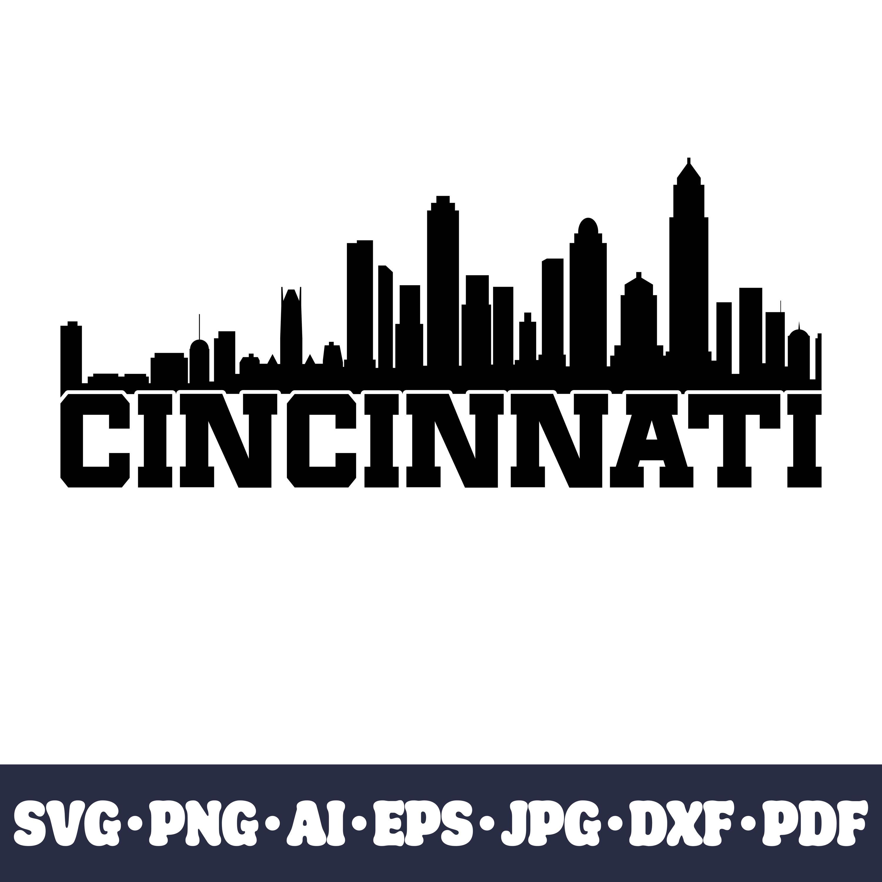 Cincinnati City Skyline SVG – Cricut Cut File, Cityscape Silhouette PNG ...