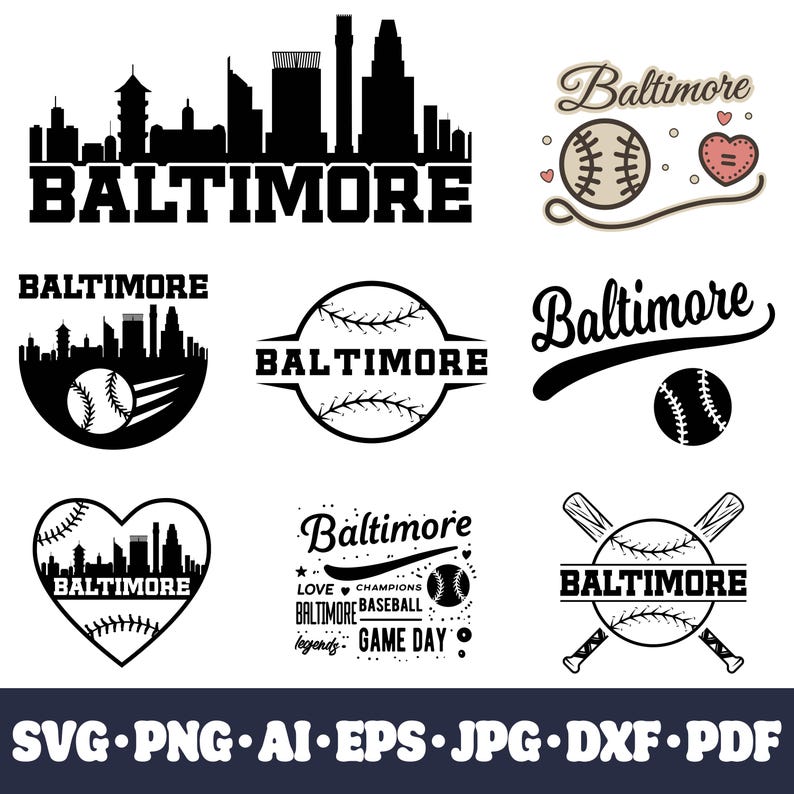 Baltimore Baseball Team Bundle. 20 Fan Designs. SVG Cricut Cut Files ...
