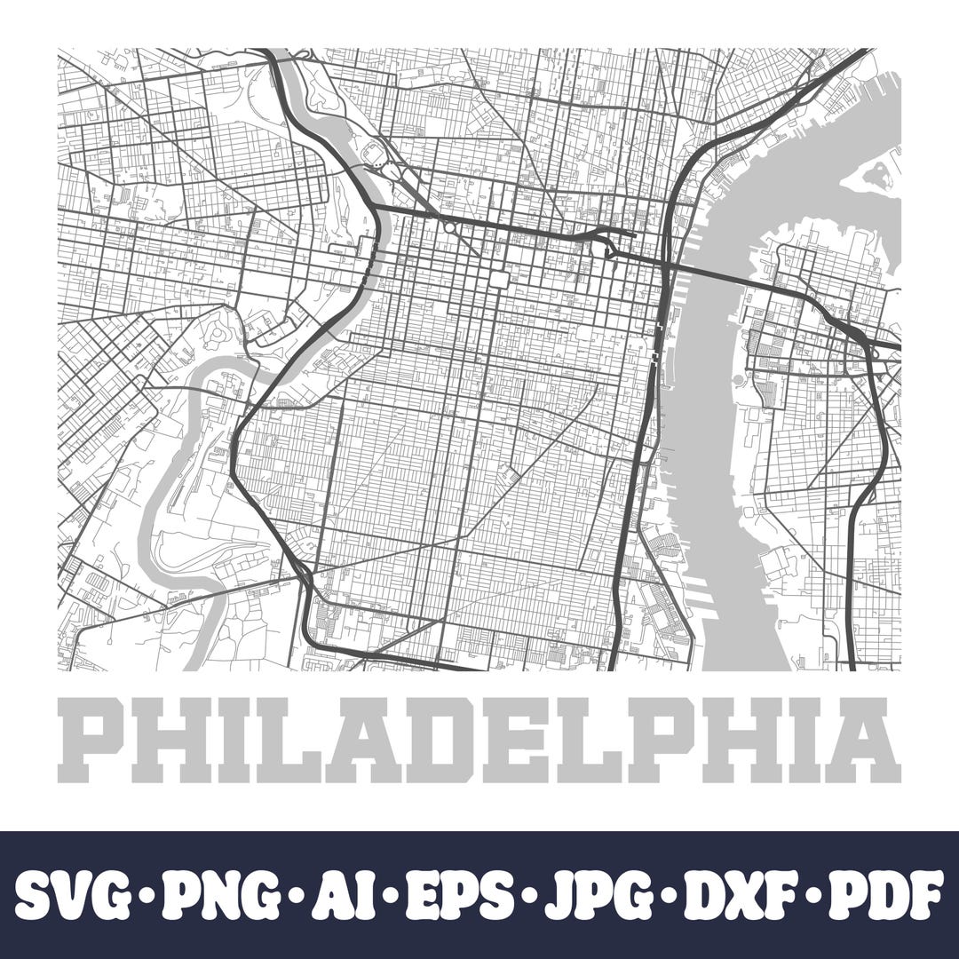 Philadelphia City Map SVG Cricut Cut File. Street DXF Laser Cut CNC ...