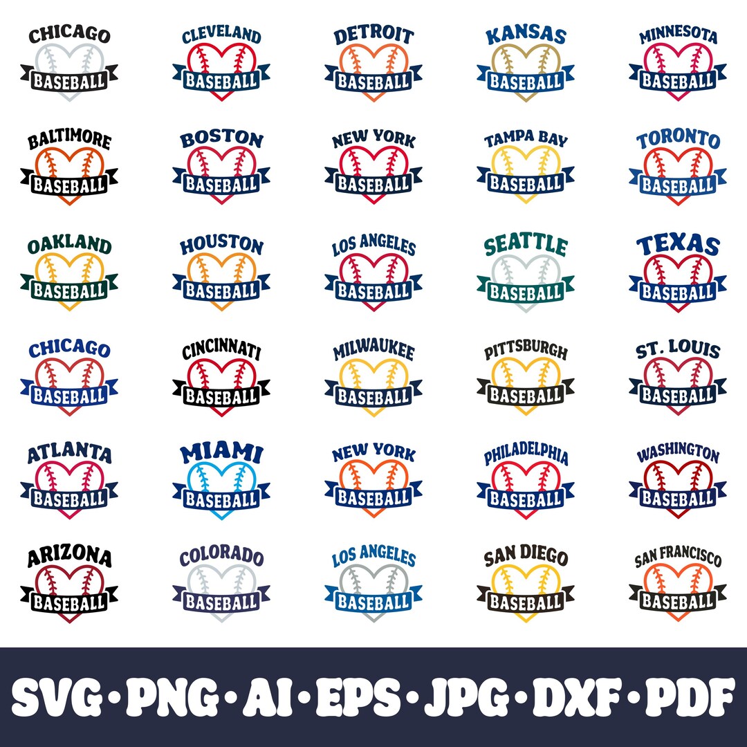 Baseball Teams Bundle SVG PNG DXF for Cricut and Silhouette | New York ...