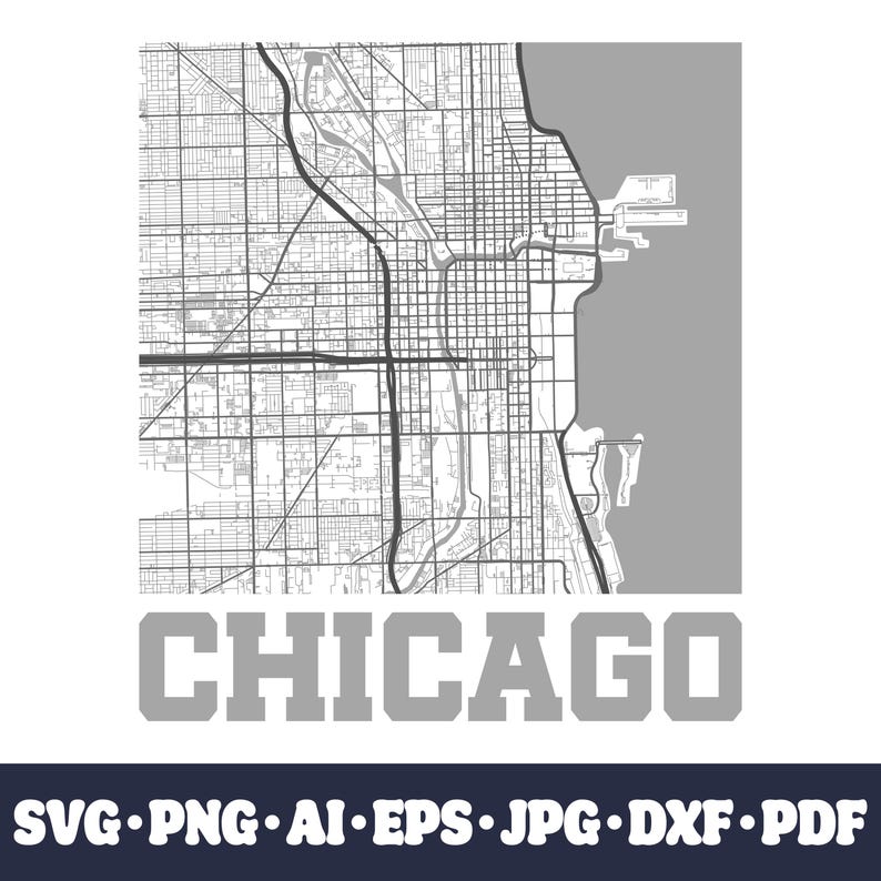 Chicago City Map SVG Cricut Cut File. Street DXF Laser Cut CNC. Usa ...